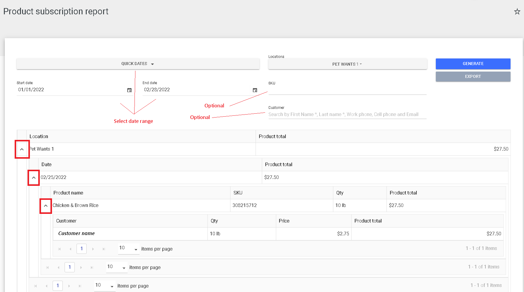 Subscription Reporting