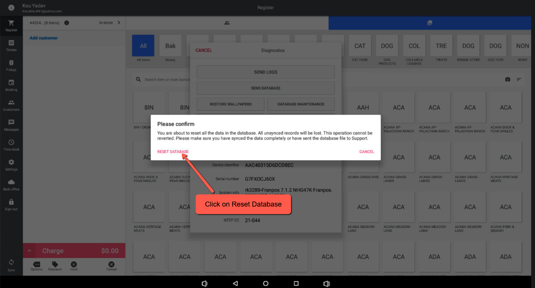 DATABASE RESET ( DO NOT perform this unless advised and approved by ...
